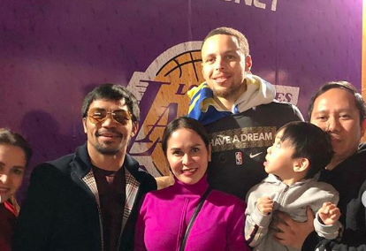 LOOK: Manny Pacquiao, family meet Stephen Curry, Warriors after game in ...
