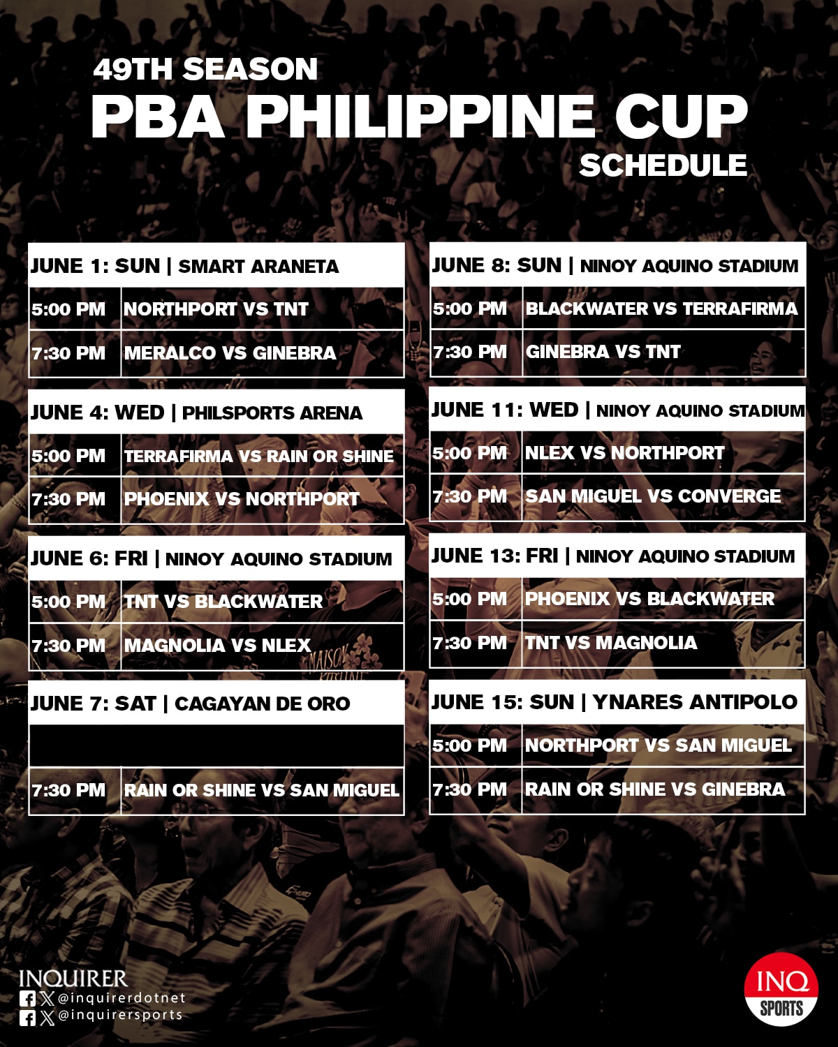 SCHEDULE: PBA Season 49 Philippine Cup