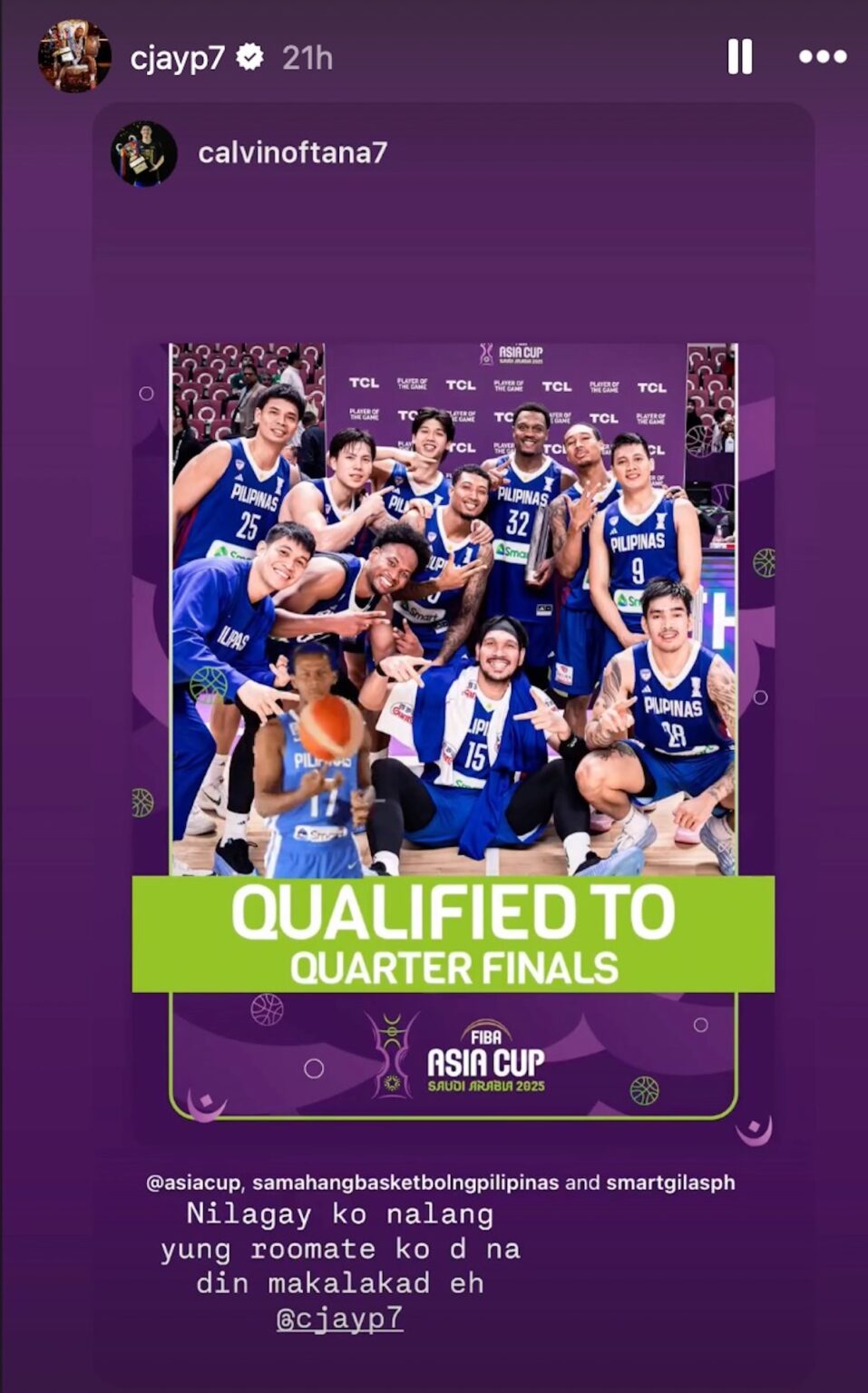 Calvin Oftana jokes about CJ Perez as both miss Gilas quarters